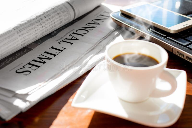 Newspaper and coffee stock image. Image of publication - 72177169