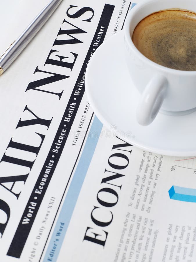 Newspaper and coffee stock photo. Image of communications - 60450450