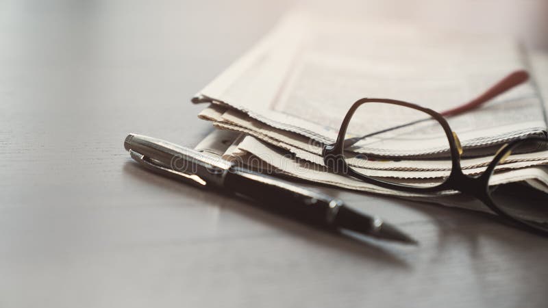 Newspaper Concept on the Desk Stock Image - Image of news, mobile ...