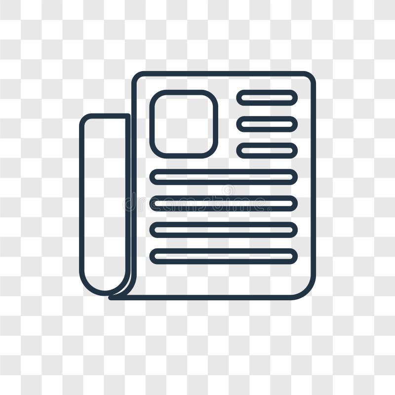 Newspaper Concept Vector Linear Icon Isolated on Transparent Background ...