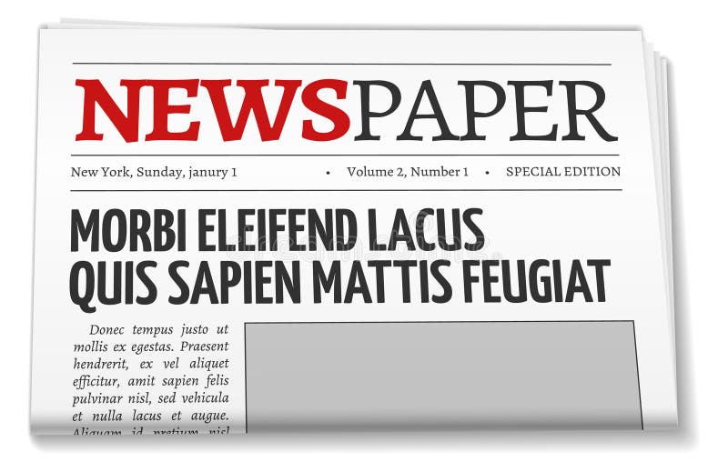 Newspaper Front Page Template. Realistic Folded Tabloid Stock Vector ...