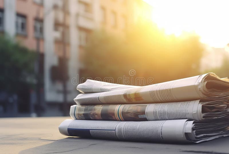 Newspaper Folder Stack. Generate Ai Stock Image - Image of order ...