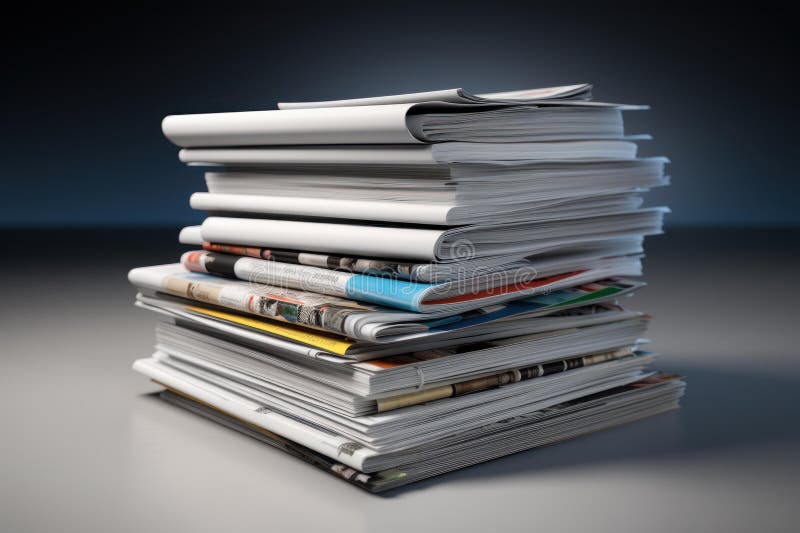 Newspaper Folder Stack. Generate Ai Stock Photo - Image of organization ...