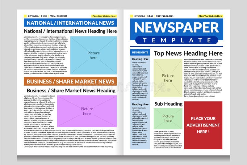 Newspaper Front Page Design Template. Newspaper Sample Design with ...