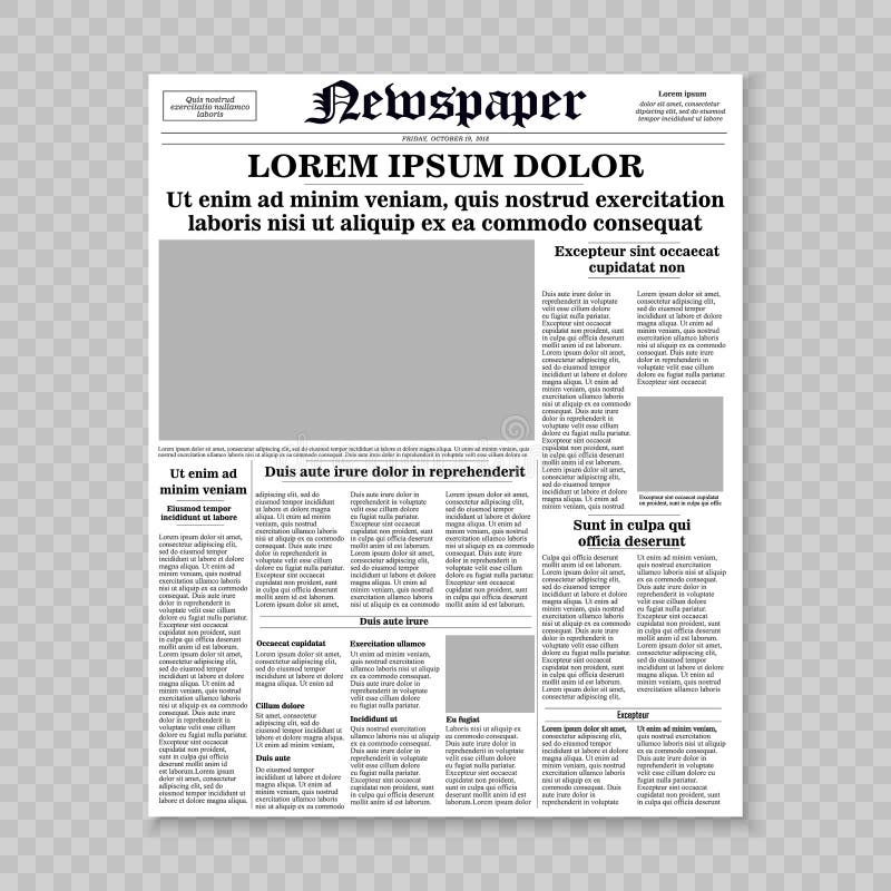 Newspaper front page stock illustration. Illustration of page - 129578880