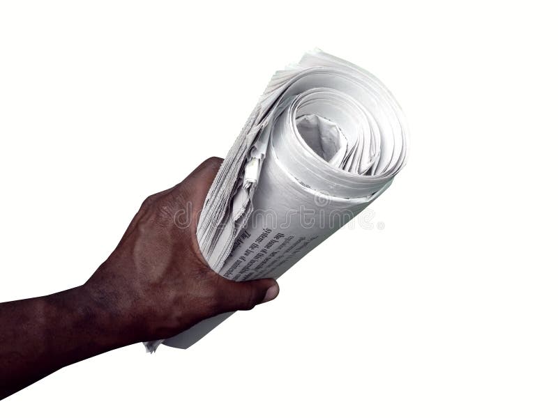 Newspaper - Hand Holding Rolled Newspaper Stock Photo - Image of path ...