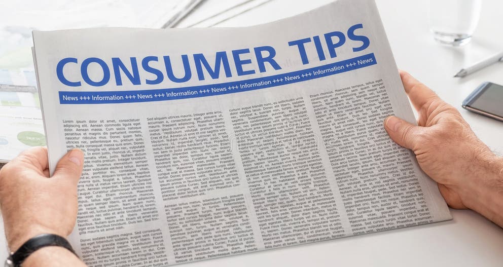 Newspaper with the Headline Consumer Tips Stock Image - Image of ...