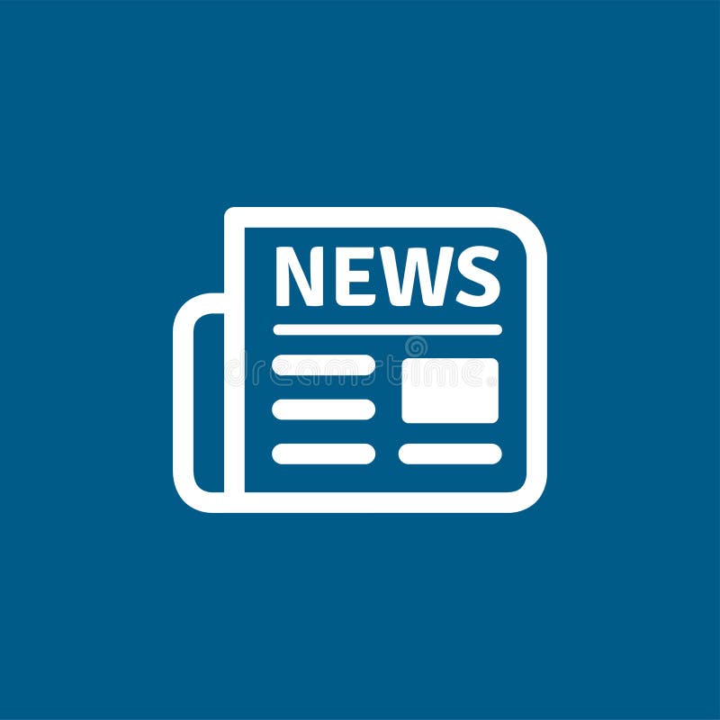 Newspaper Icon on Blue Background. Blue Flat Style Vector Illustration ...