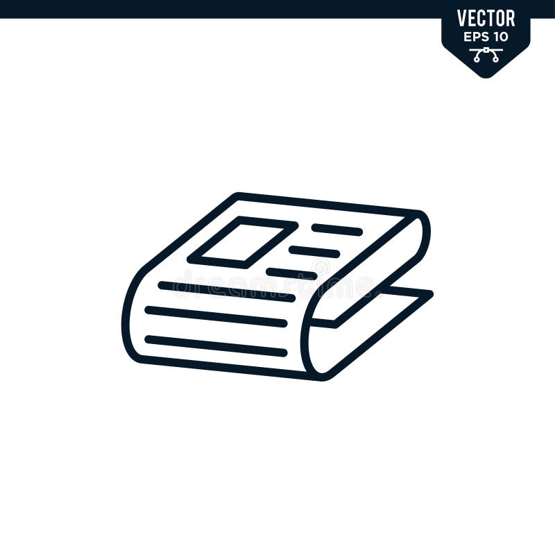 Newspaper Icon Collection, Line Art Style Stock Vector - Illustration ...
