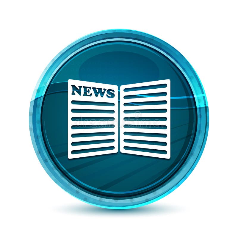 Newspaper Icon Elegant Glass Blue Round Button Vector Design ...