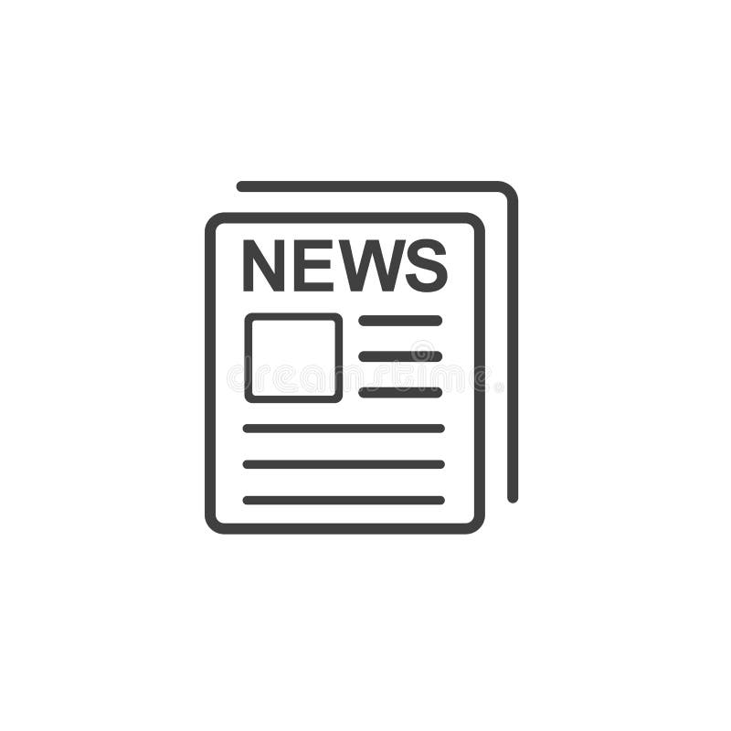 Newspaper Icon, Flat Simple Linear Sign, News Symbol. Vector ...
