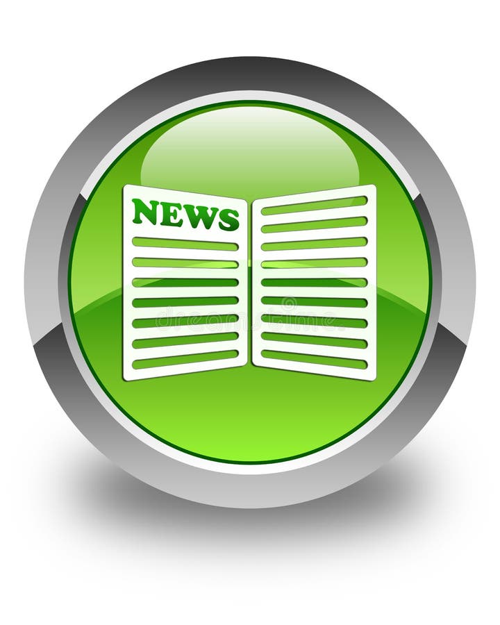 Newspaper Icon Glossy Green Round Button Stock Illustration ...
