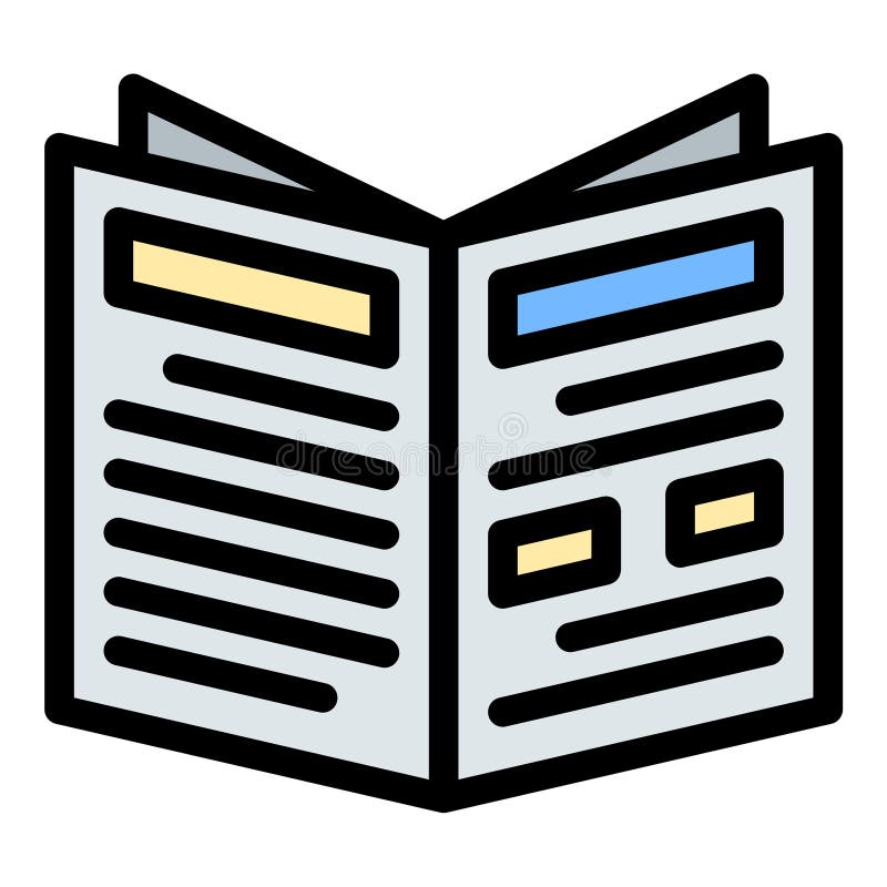 Newspaper Icon daily News and Information in Flat Line Color Style ...