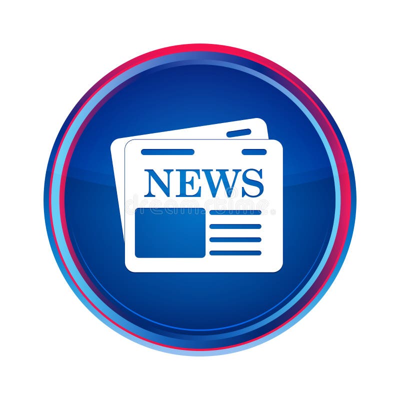 Newspaper Icon Silky Blue Round Button Aqua Design Illustration Stock ...