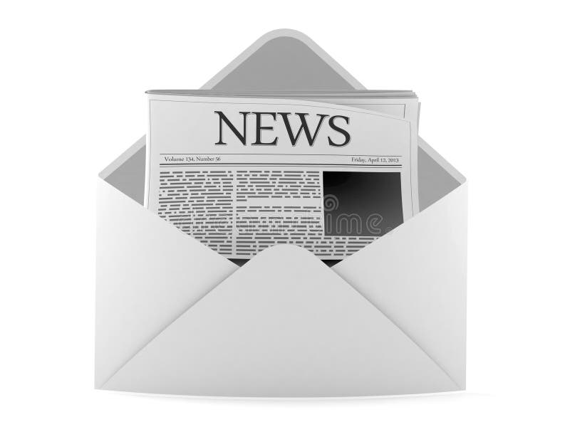 Newspaper inside envelope stock illustration. Illustration of press ...