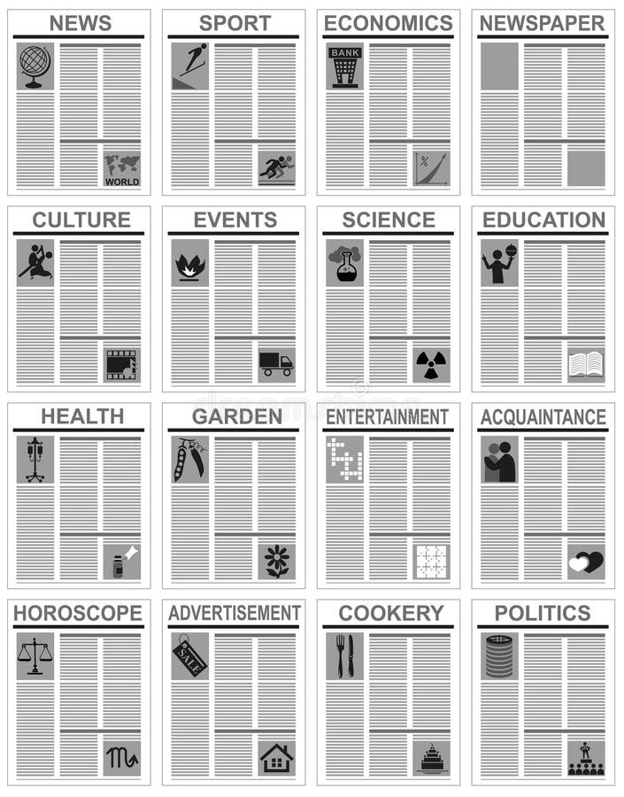 Newspaper and its sections stock vector. Illustration of paper - 64579664