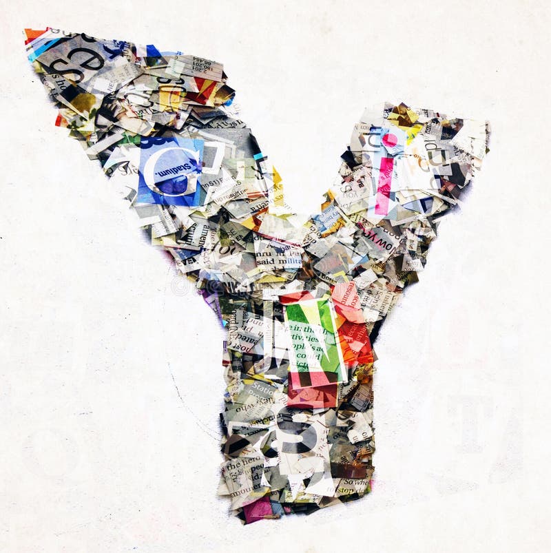 Newspaper letter Y random stock photo. Image of pattern - 108610120