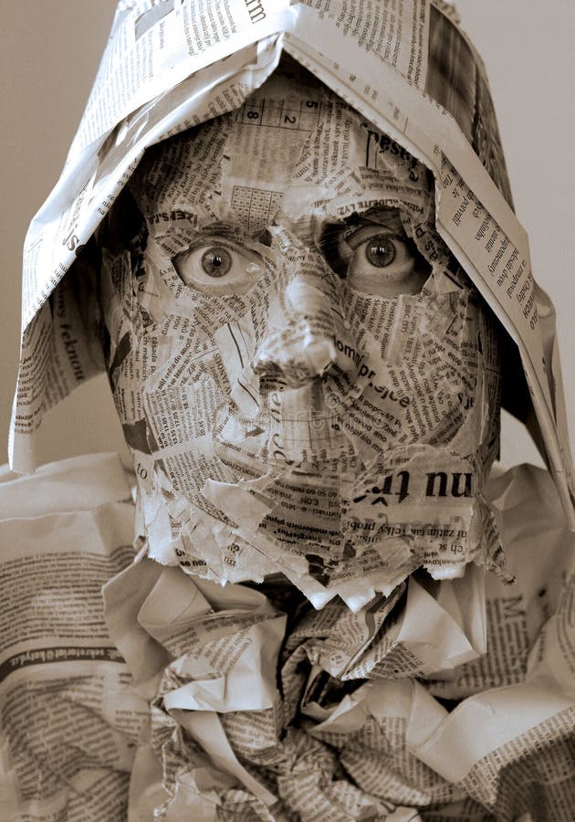Newspaper mask editorial image. Image of paper, head - 13891020