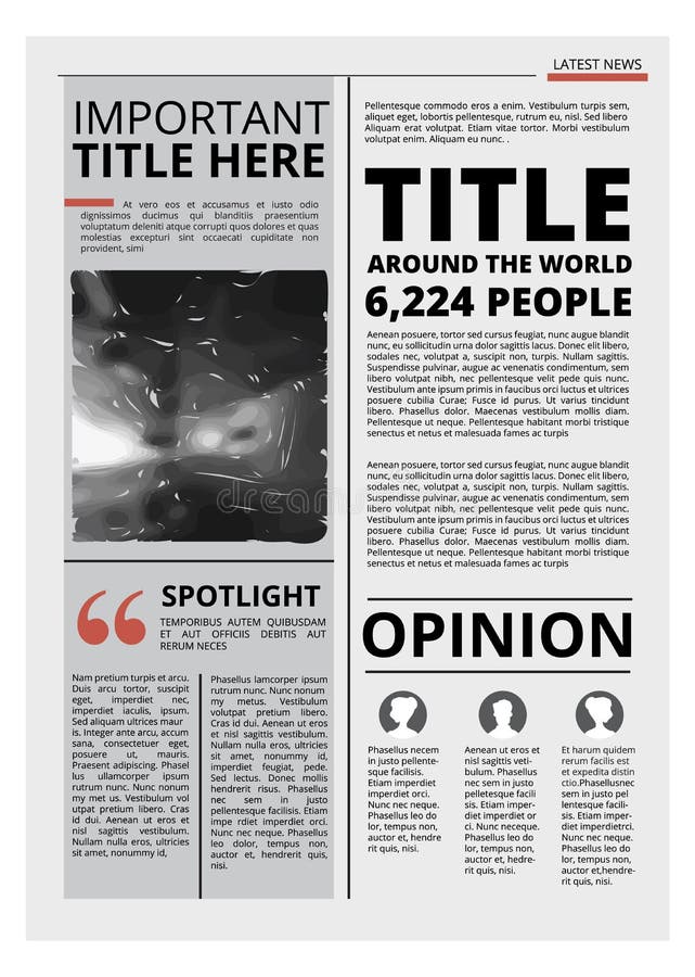 Newspaper Page Layout Template. News Typographic Print Stock Vector ...