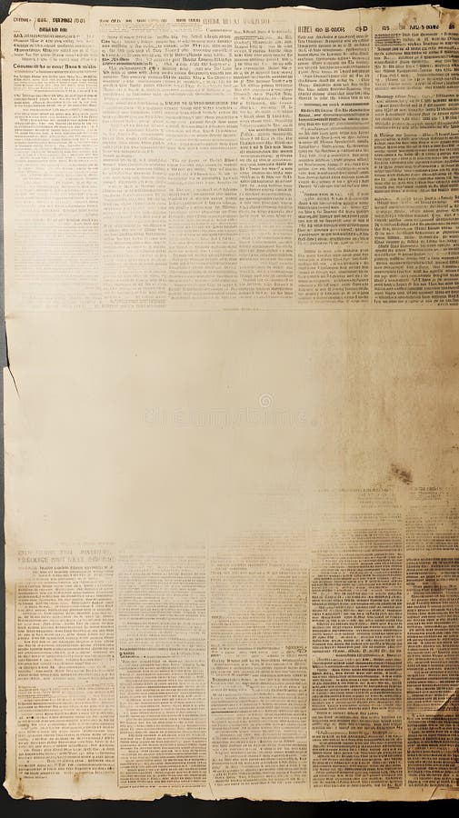 A Newspaper Page from the 1860s with Text Columns and Headlines Stock ...