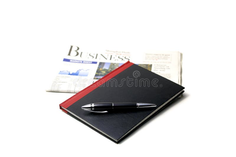 Newspaper, Pen and Notebook Stock Image - Image of graph, news: 5300487