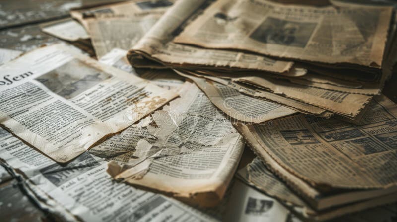 Newspaper Pile Table stock image. Image of study, media - 383035765
