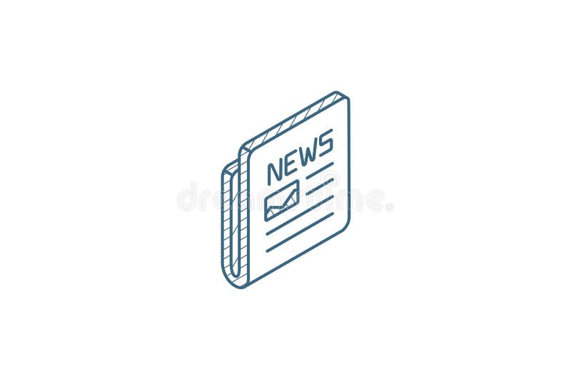 Newspaper, daily Press, News Content, Article Isometric Icon. 3d Line ...