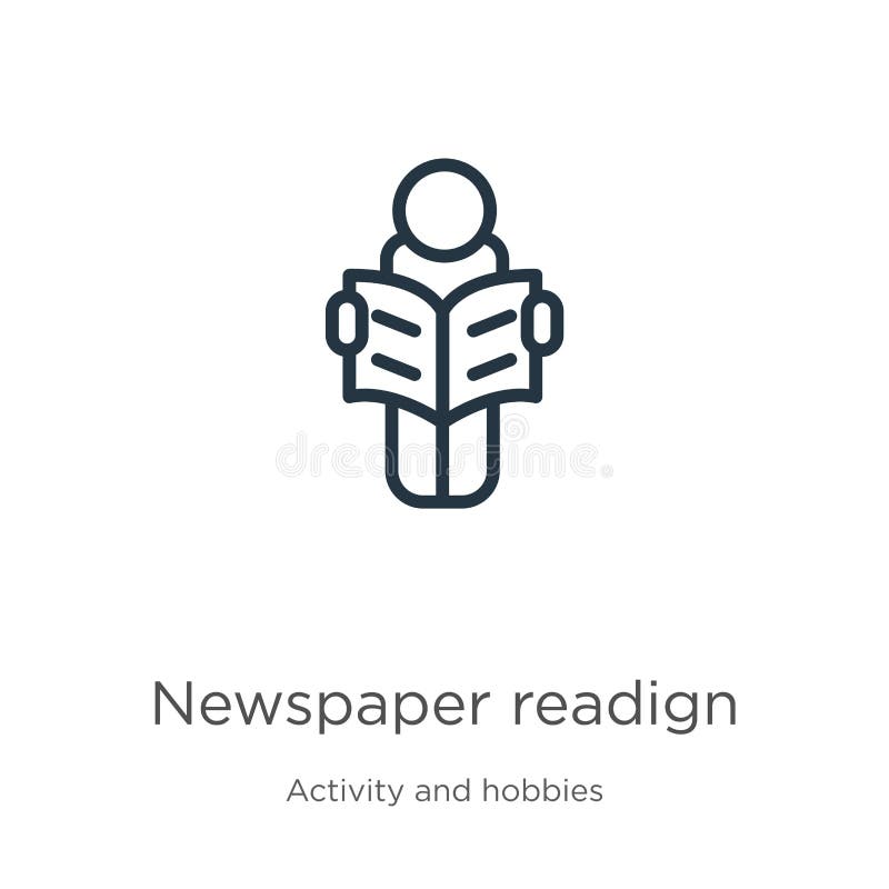 Newspaper Readign Icon. Thin Linear Newspaper Readign Outline Icon ...