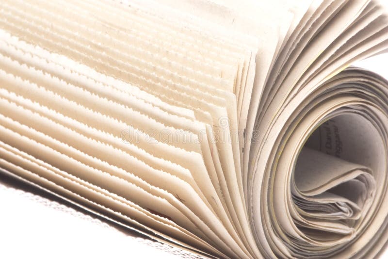 Newspaper Roll Macro Isolated Stock Photo - Image of editorial, read ...