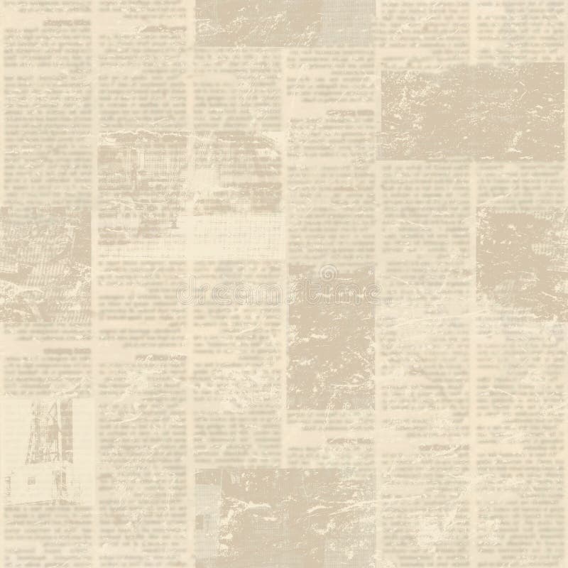 Newspaper Seamless Pattern with Old Vintage Unreadable Paper Texture ...