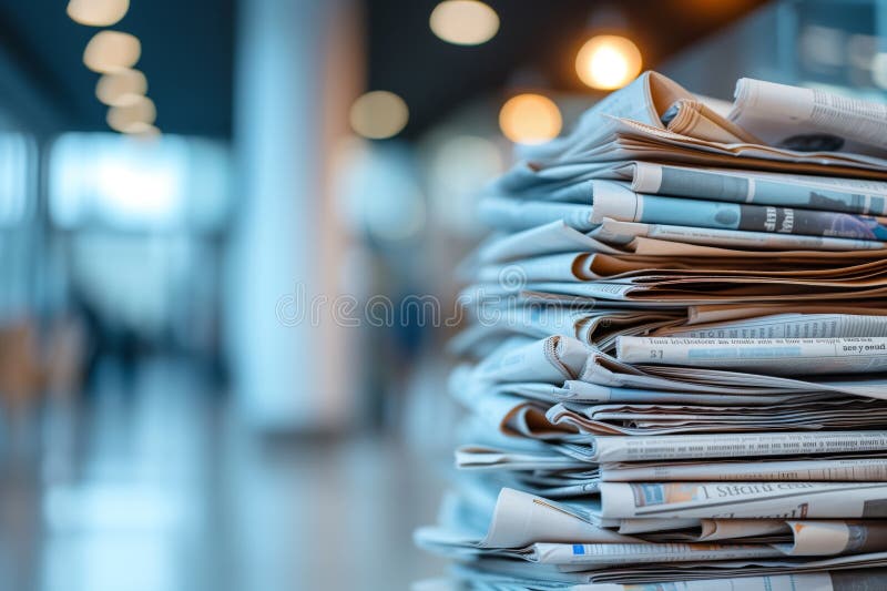 Newspaper Stack with Contemporary Blur Stock Illustration ...