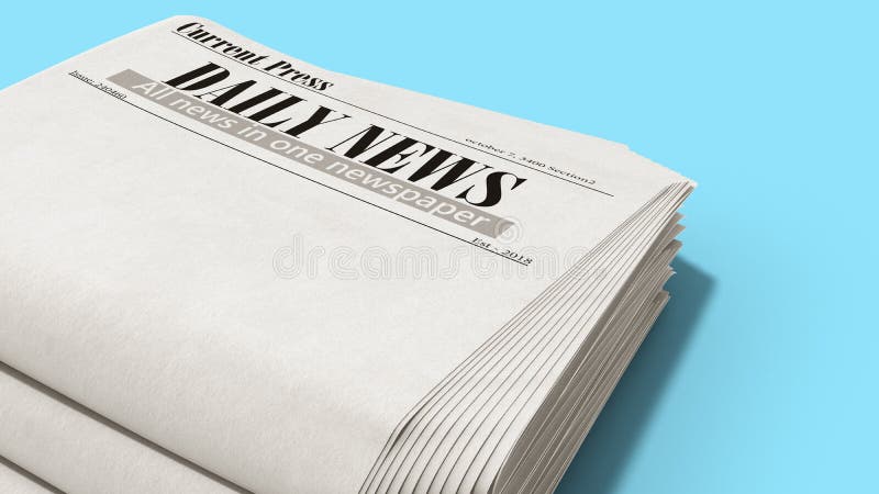 Newspaper in Stack 3d Render on Blue Stock Illustration - Illustration ...