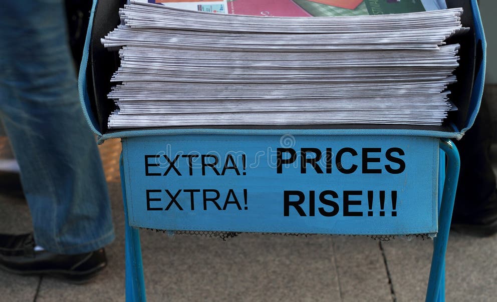 Newspaper Stack Headline of Price Increase Stock Photo - Image of ...