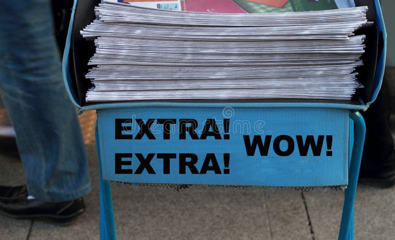 Newspaper Stack with Headline Wow Expression Stock Photo - Image of ...