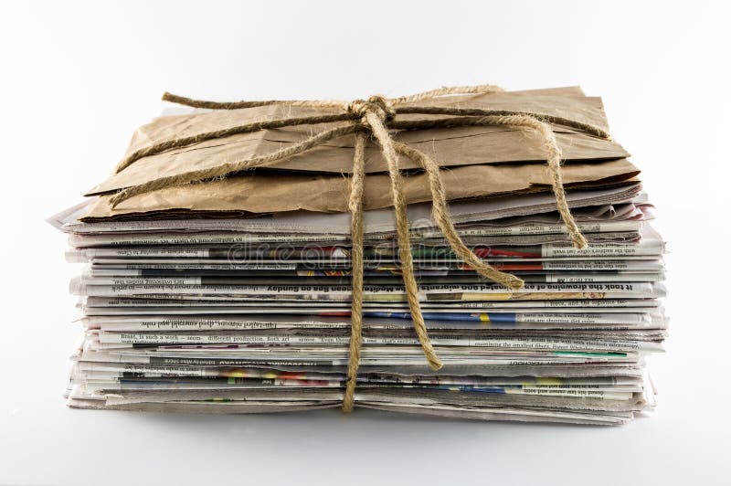 Newspaper Stack Tied with Twine Stock Photo - Image of discard ...