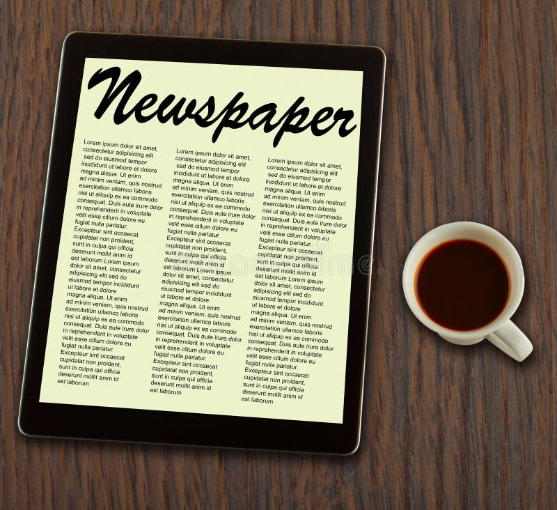 Newspaper on tablet stock image. Image of technology - 35065503