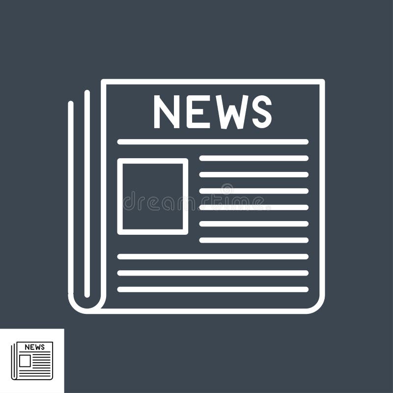 Newspaper Thin Line Icon and Concept. Vector Outline Illustration Stock ...
