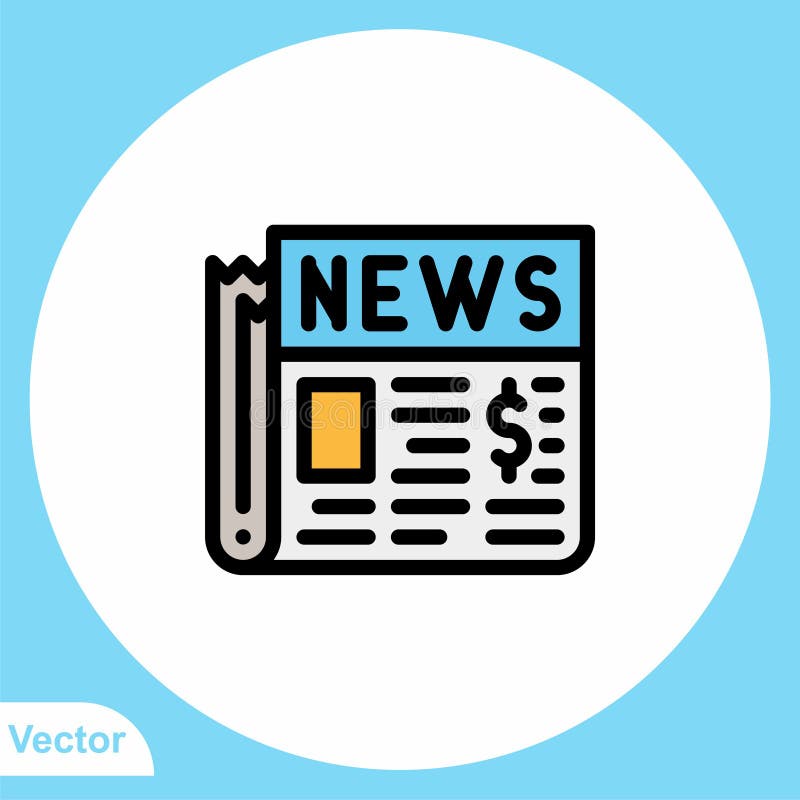 Newspaper Vector Icon Sign Symbol Stock Vector - Illustration of news ...