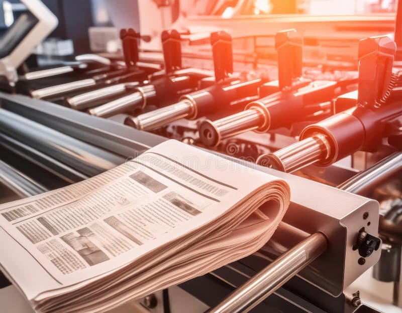 Daily Newspapers Being Printed on the Press. Generated with AI Stock ...