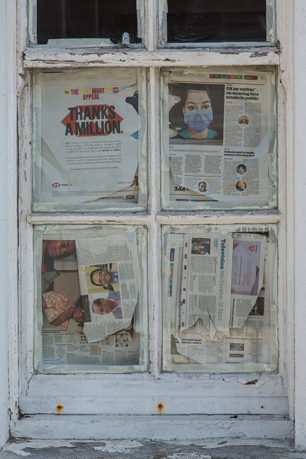 Newspapers in a Window... editorial photo. Image of privacy - 187374041
