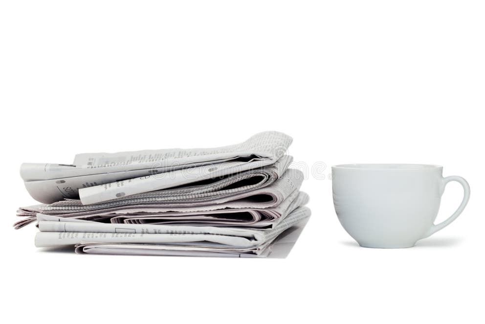 Newspapers and cup of tea stock photo. Image of paper - 19373904