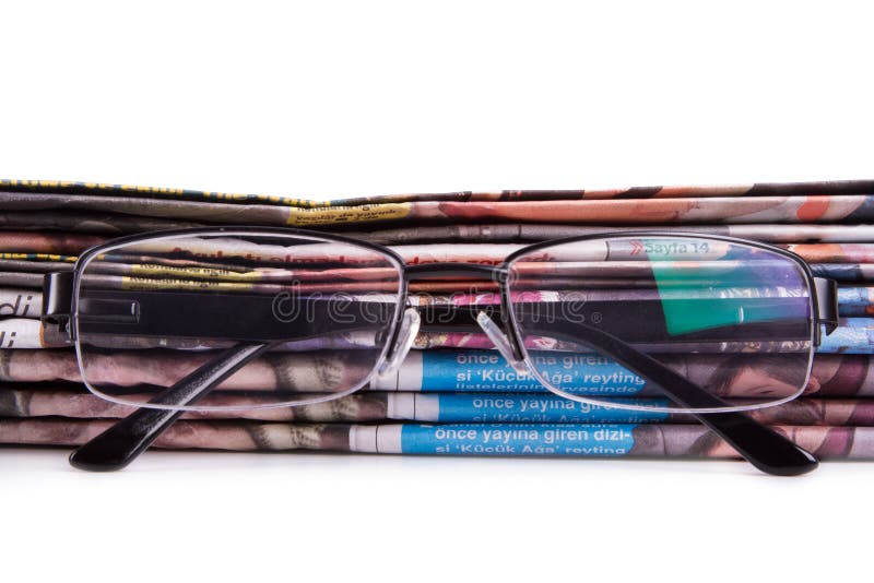 Newspapers and Eye Glasses stock image. Image of sheet - 40157757