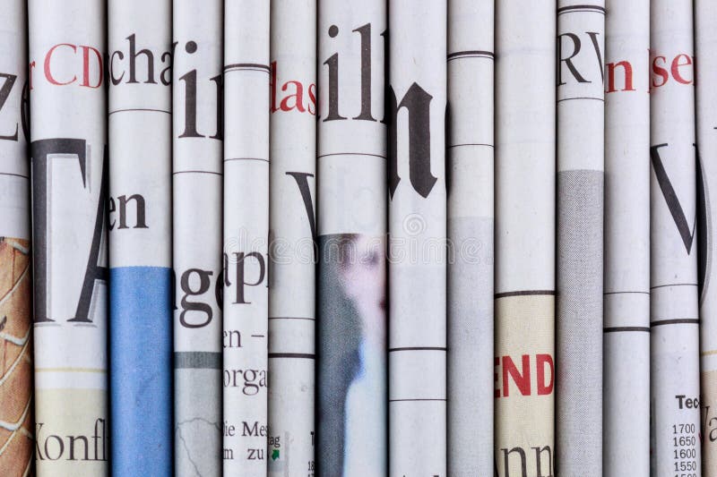 Stack Of Newspaper For Background Stock Photo - Image of publishing ...