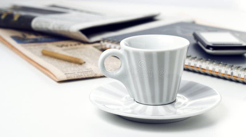 Coffee and paper stock image. Image of stress, cozy, yellow - 24874159