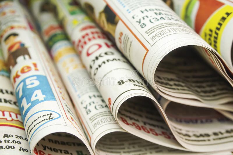 Rolled Newspapers On Top Of Each Others Stock Photo - Image of tabloid ...