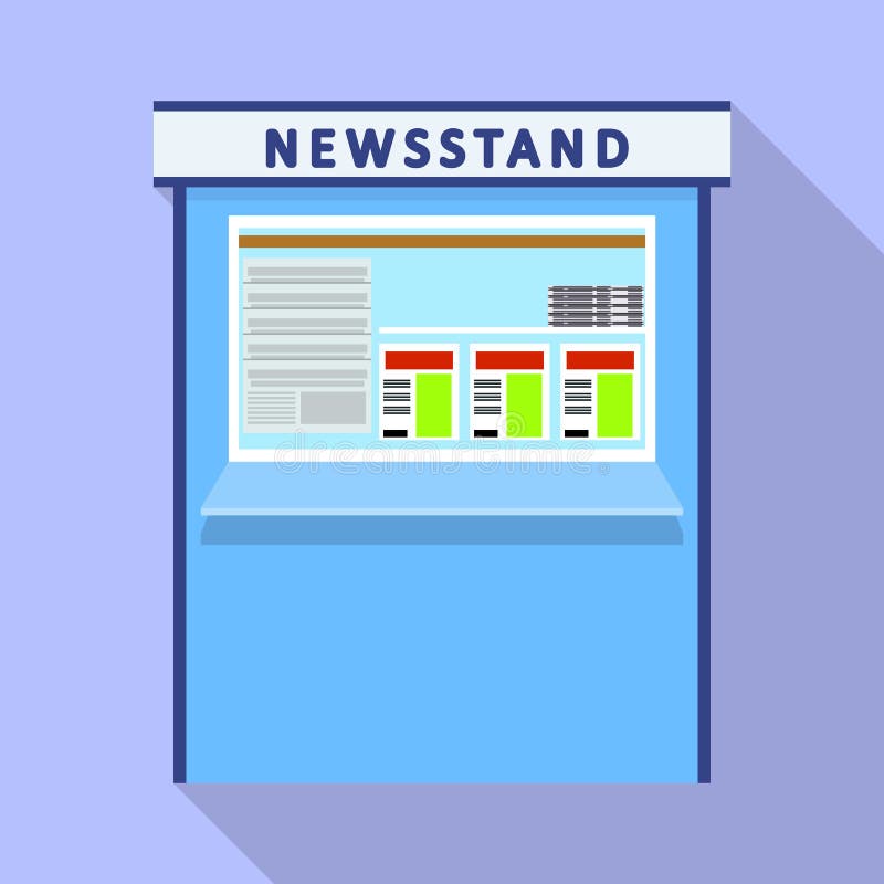 Newsstand Kiosk Street Stand Sign, Emblem. Red and White Striped Awning ...