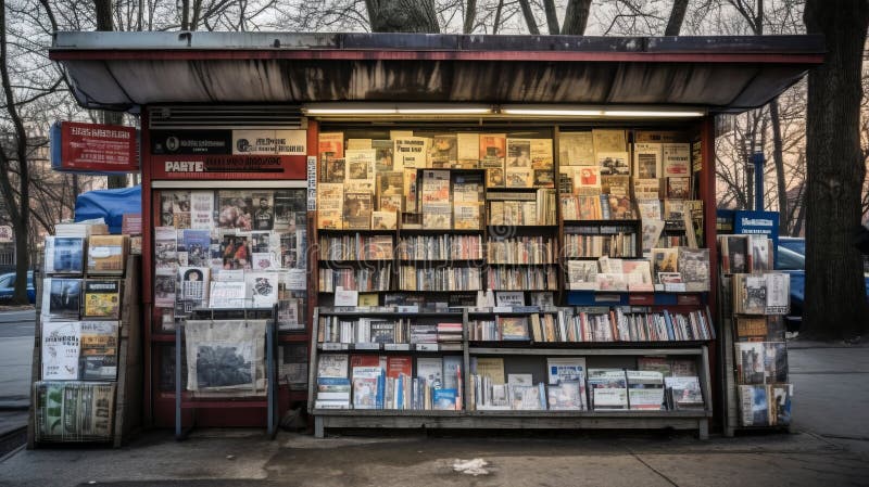 A Newsstand with Newspapers and Magazines. Generative AI Stock ...