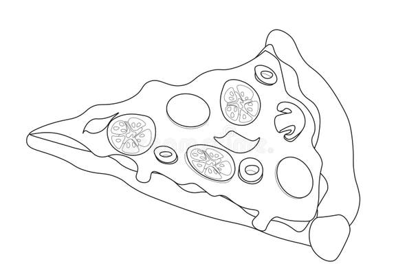 Pizza Line Drawing Vector Illustration Stock Illustration ...