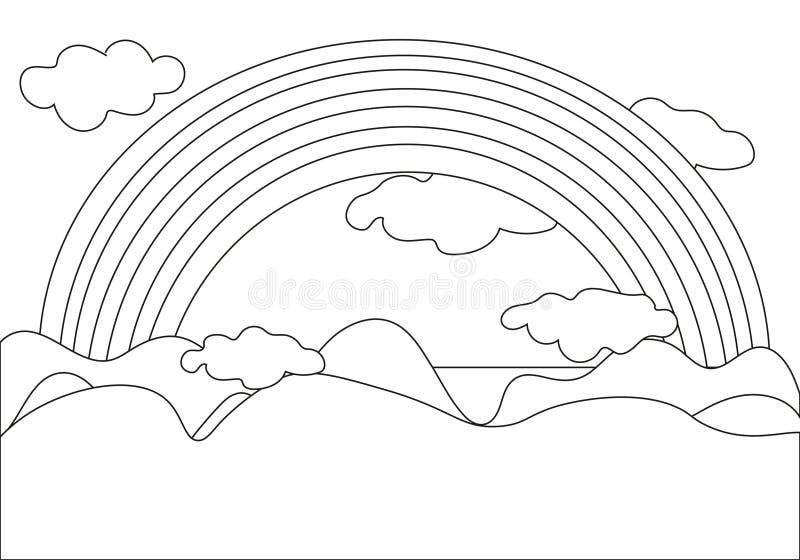 Rainbow Line Drawing Vector Illustration Stock Illustration ...