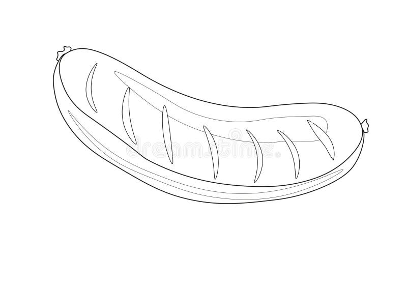 Sausage Line Drawing Vector Illustration Stock Vector - Illustration of ...